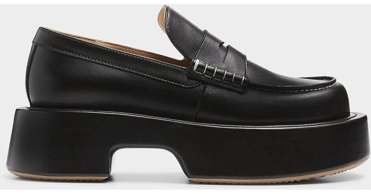 JW Anderson Xl Platform Leather Penny Loaders Men in Black for Men | Lyst