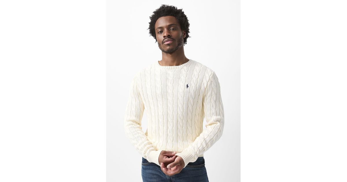Polo Ralph Lauren Ribbed Cable in White for Men | Lyst