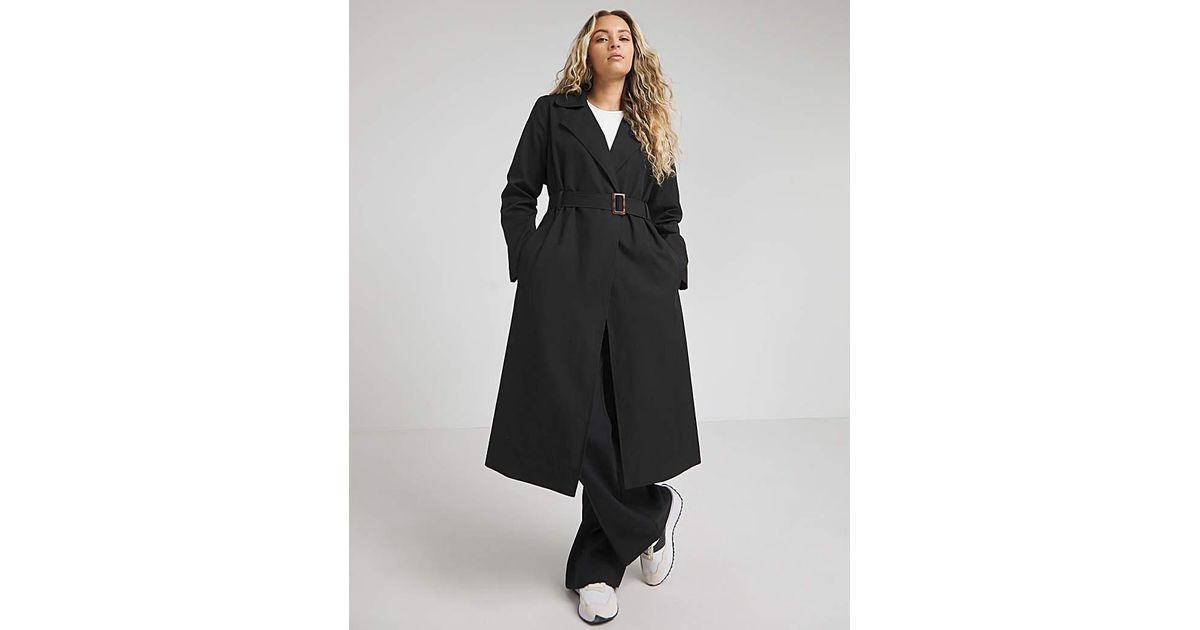Simply Be Essential Clean Trench Coat in Black | Lyst UK