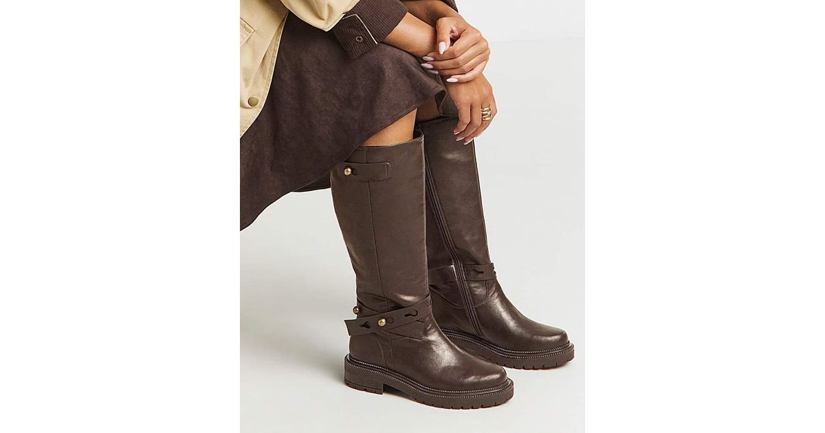 Simply Be Casual Knee High Boots Wide Sc in Brown | Lyst UK