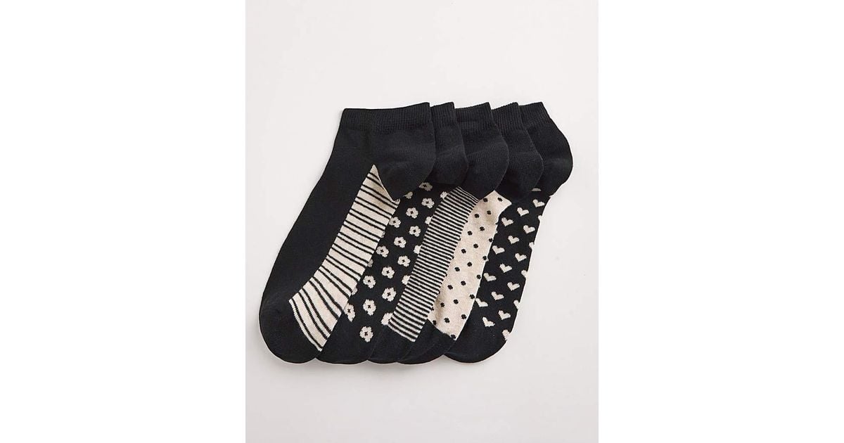 Pretty Secrets 5 Pair Pack Trainer Liner Socks Wide Fit in Black | Lyst UK