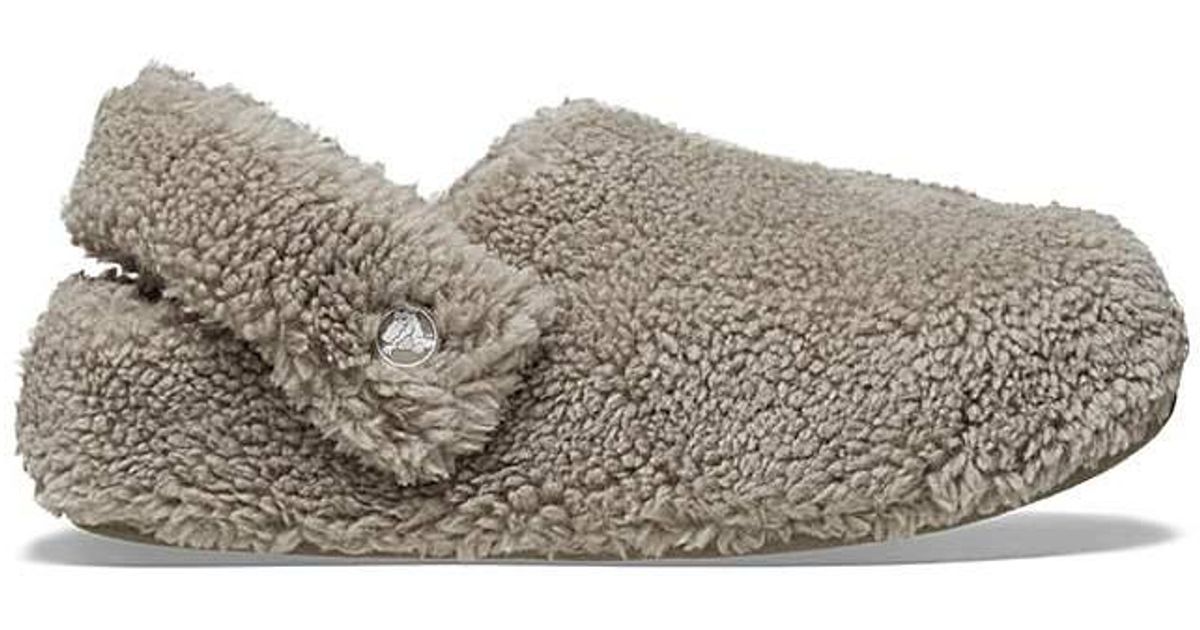 Crocs™ Cozzzy Fleece Clog Slipper D Fit in Grey | Lyst UK