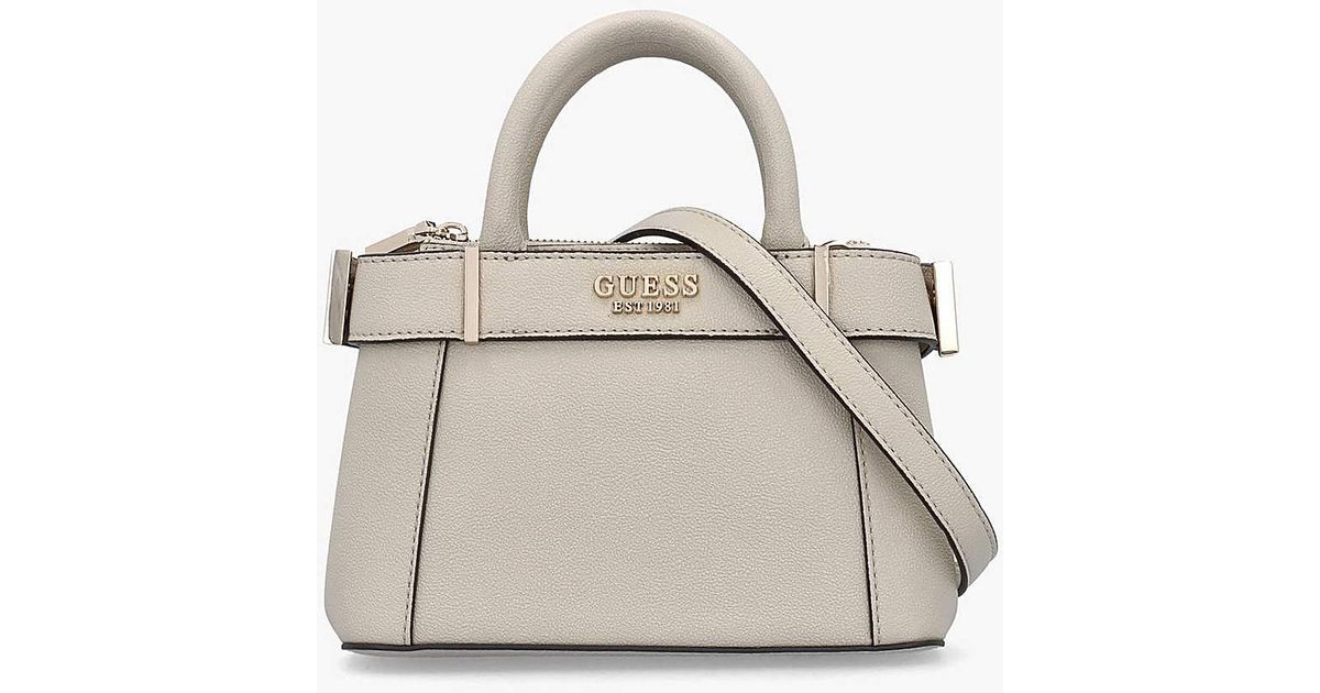Guess Anadela Mini Satchel Bag in Natural | Lyst UK