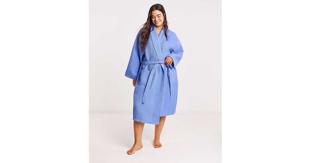 Pretty Secrets Waffle Dressing Gown in Blue | Lyst UK