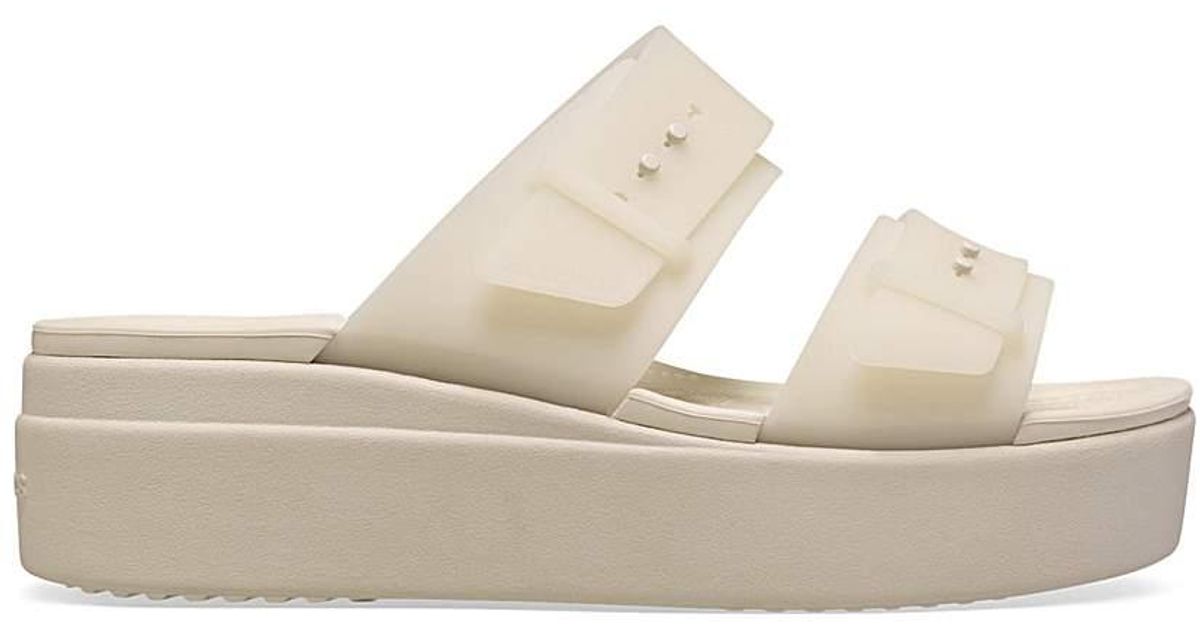 Crocs™ Brooklyn Buckle Low Wedge in White | Lyst UK