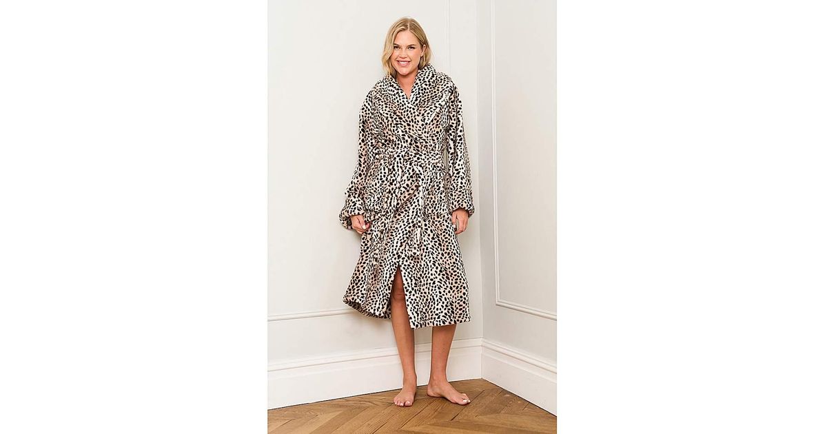 JAM The Label Animal Print Dressing Gown in Natural | Lyst UK