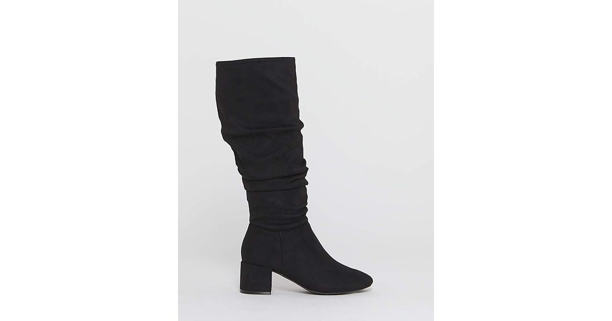Simply Be Knee High Block Heel Boot Ex Wide Sc in Black | Lyst UK