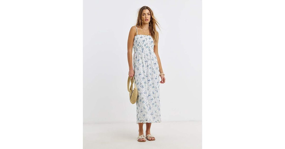 Pieces Pretty Strap Jersey Smock Dress in White | Lyst UK