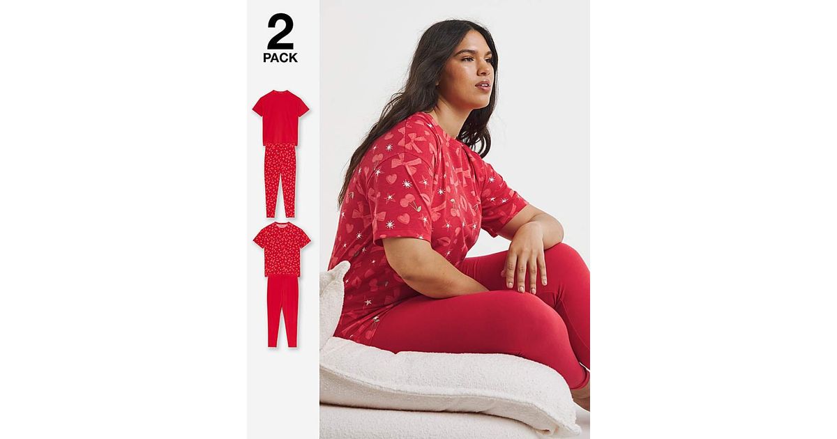 Simply Be Value 2 Pack Pj Set in Red | Lyst UK