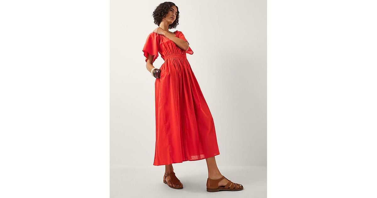 Monsoon Lane Pintuck Lace Midi Dress in Red | Lyst UK