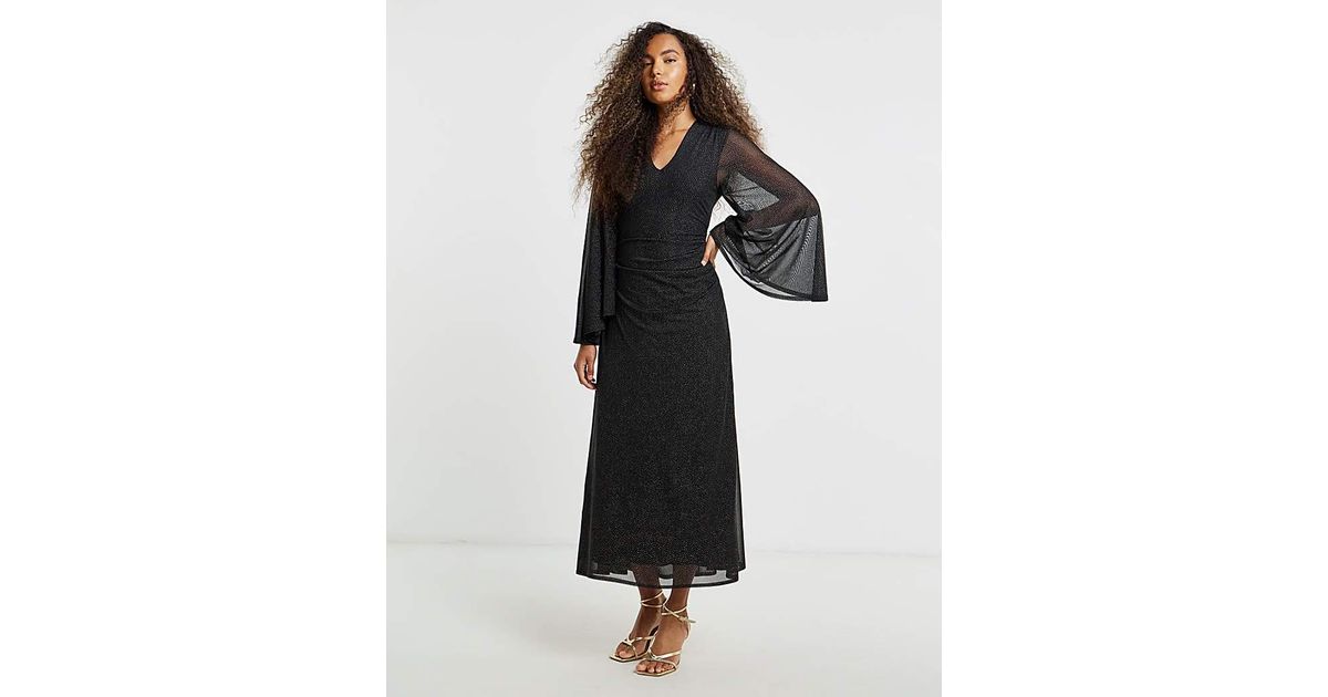 Flounce London Glitter Mesh Dress in Black | Lyst UK