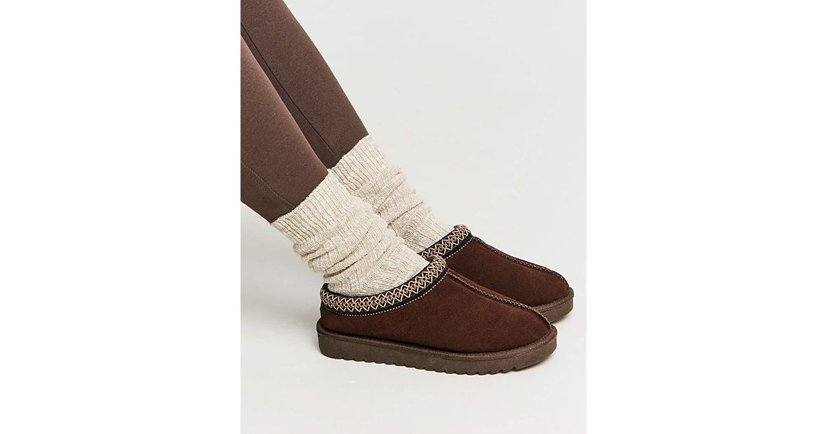 Simply Be Embroidery Full Mule Slipper Wide in Brown | Lyst UK
