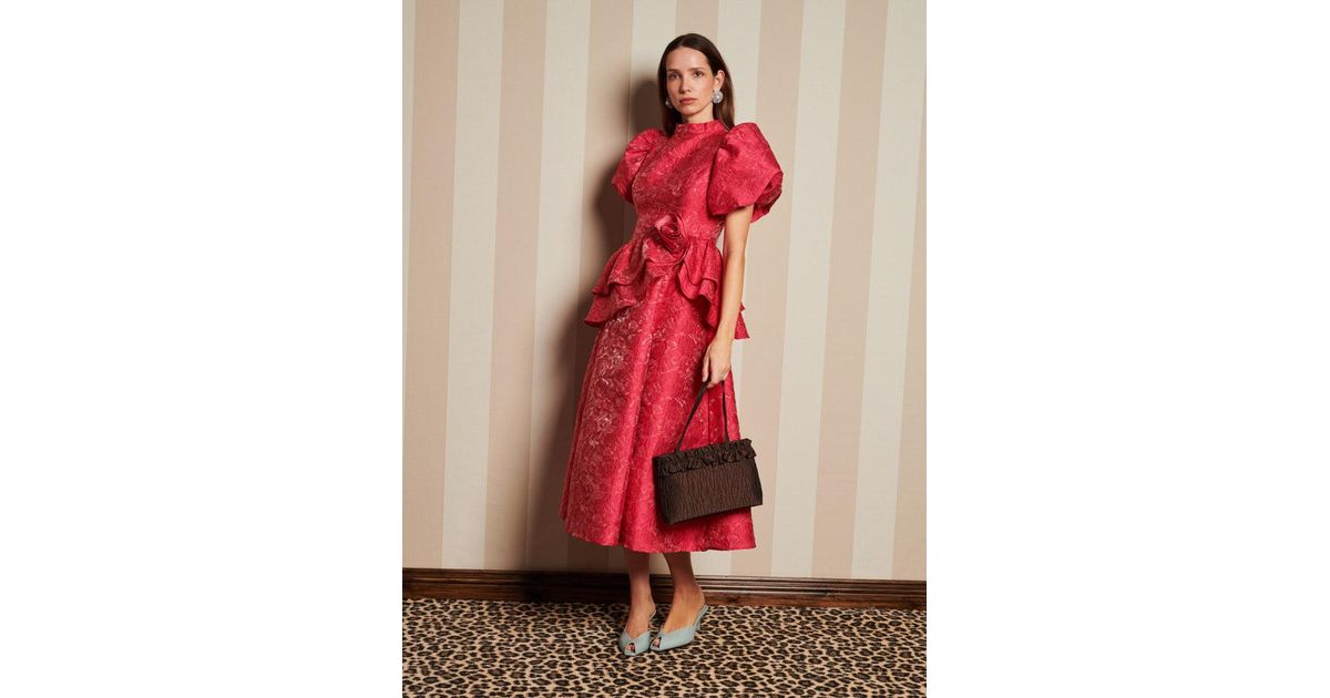 Sister Jane Dream Boudoir Jacquard Midi Dress in Red | Lyst
