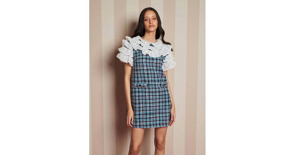 Sister Jane Chamber Tweed Check Mini Dress in Blue | Lyst