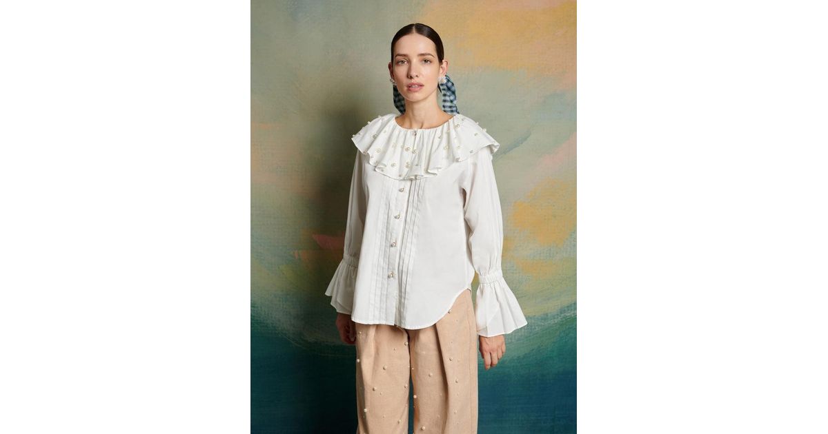 Sister Jane Dream Victoria Pearl Blouse in Green | Lyst