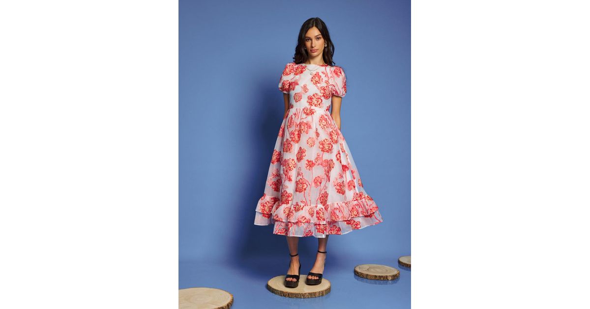 Sister Jane Dream Willa Jacquard Midi Dress in Blue | Lyst UK