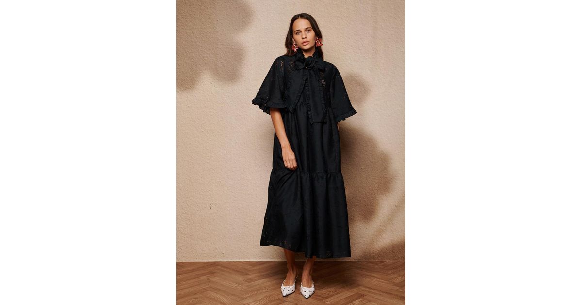 Sister Jane Solace Bow Midi Dress in Black | Lyst