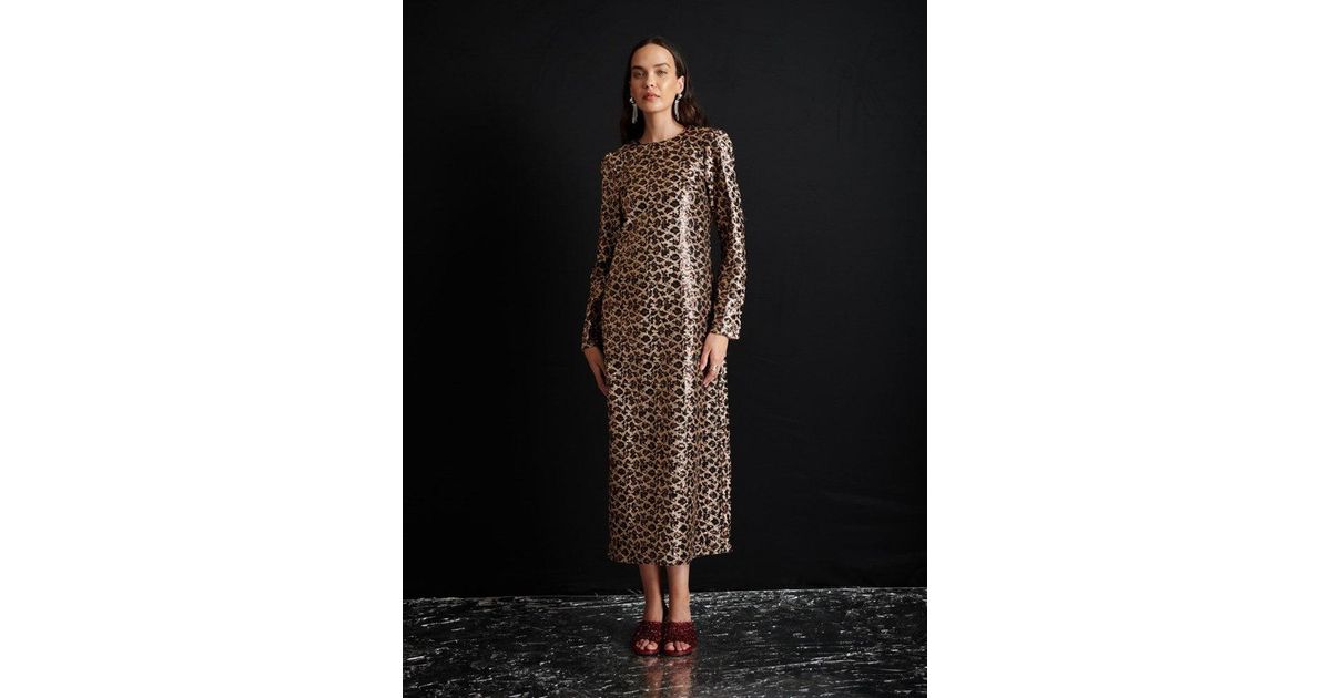 Sister Jane Ghospell Yara Sequin Leopard Midi Dress in Black | Lyst