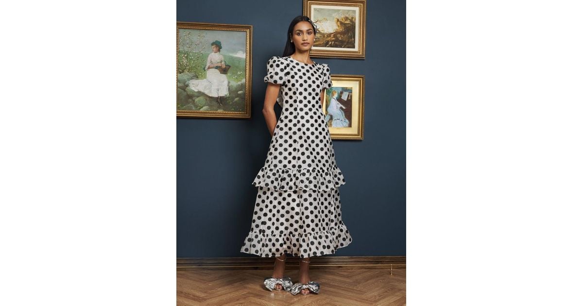 Sister Jane Perry Polka Dot Midi Dress in Blue | Lyst