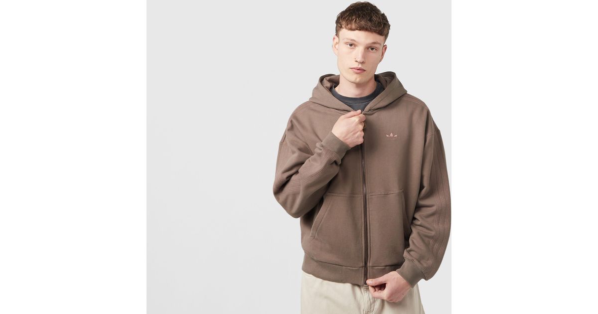adidas Originals Premium Essentials Full-Zip Hoodie in Brown for Men ...