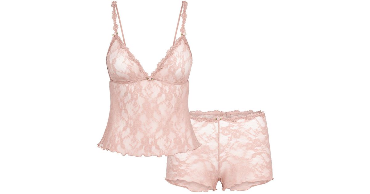 Skims Triangle Cami Top And Short Set in Pink | Lyst