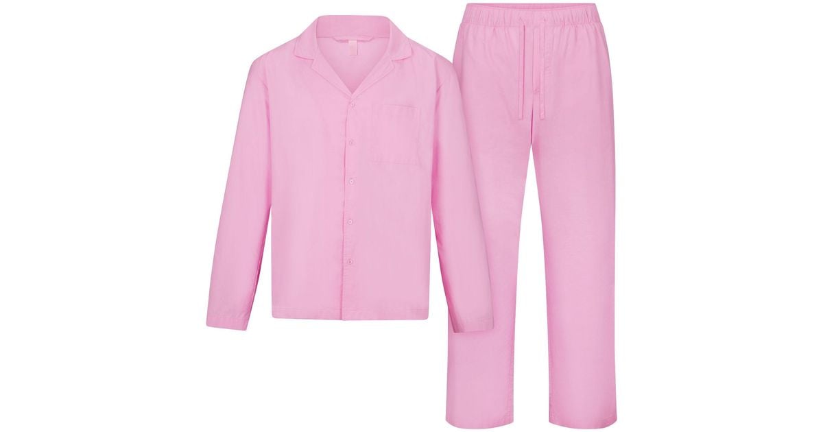 Skims Long Pajama Set in Pink | Lyst
