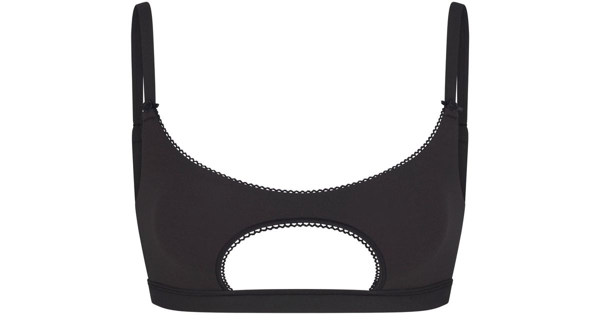 Skims Picot Cut Out Scoop Bralette in Black | Lyst