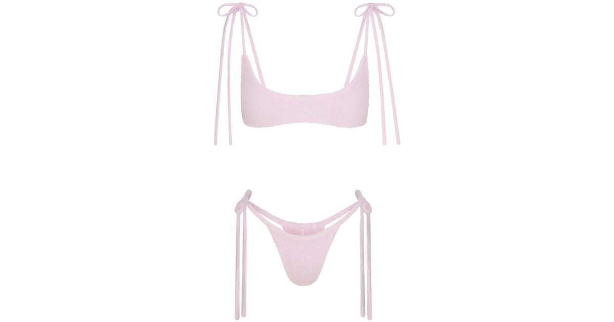 Skims Skimpy Bralette And Tie Side Thong Set in Pink | Lyst