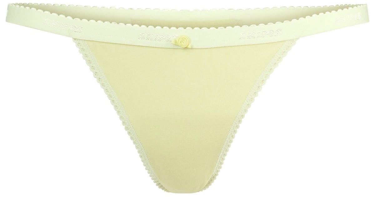 Skims Logo Picot Thong in Yellow | Lyst