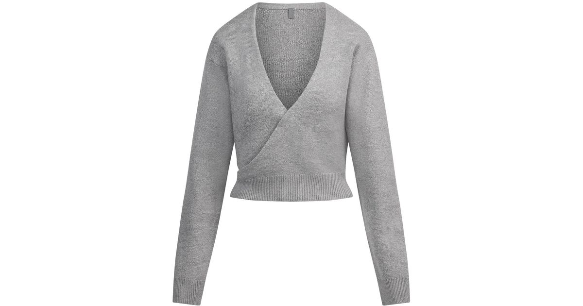 Skims Wrap Sweater in Gray | Lyst