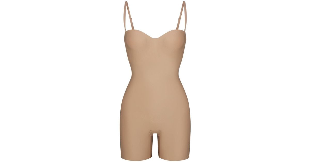 Skims Core Sculpt Underwire Mid Thigh Bodysuit in Natural | Lyst
