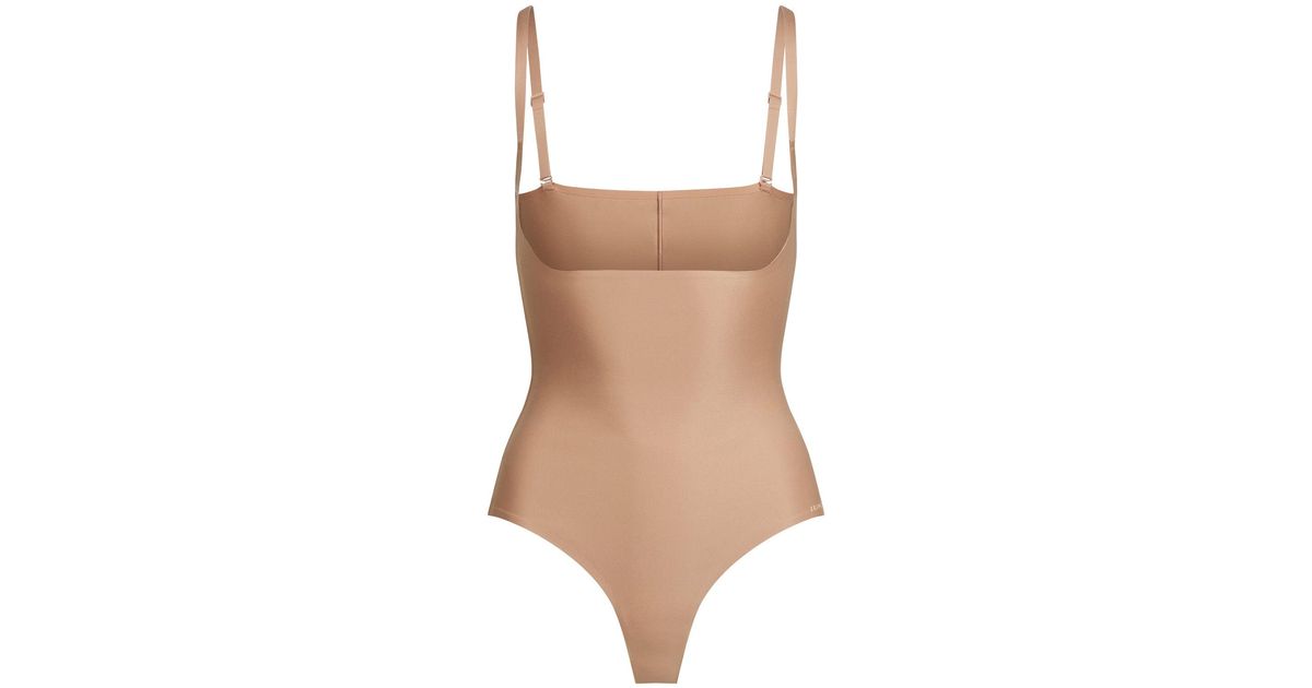 Skims Core Sculpt Open Bust Thong Bodysuit in Brown | Lyst