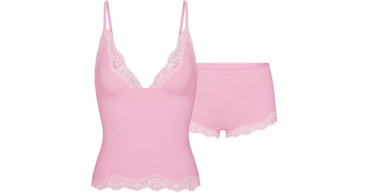 Skims Triangle Cami Top And Boy Short Set in Pink | Lyst