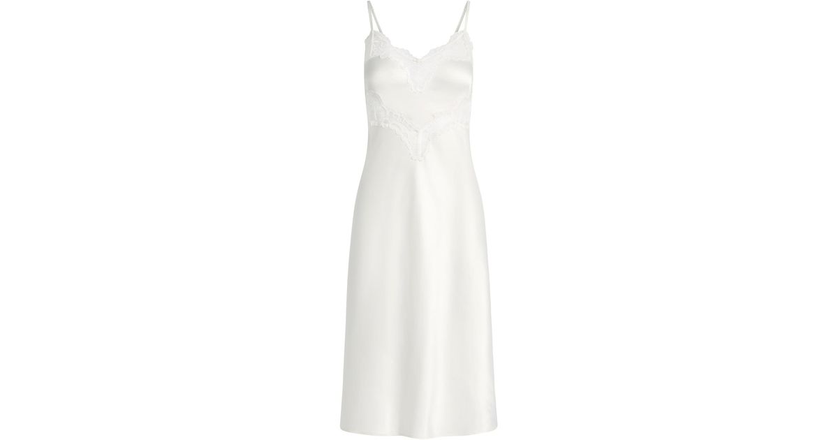 Skims Lace Midi Slip Dress in White | Lyst