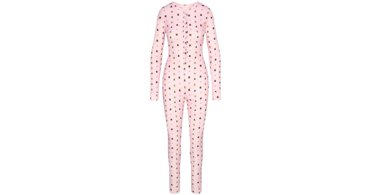 Skims Plush Pointelle Onesie Cherry Blossom Snow Print (Bodysuit) in ...