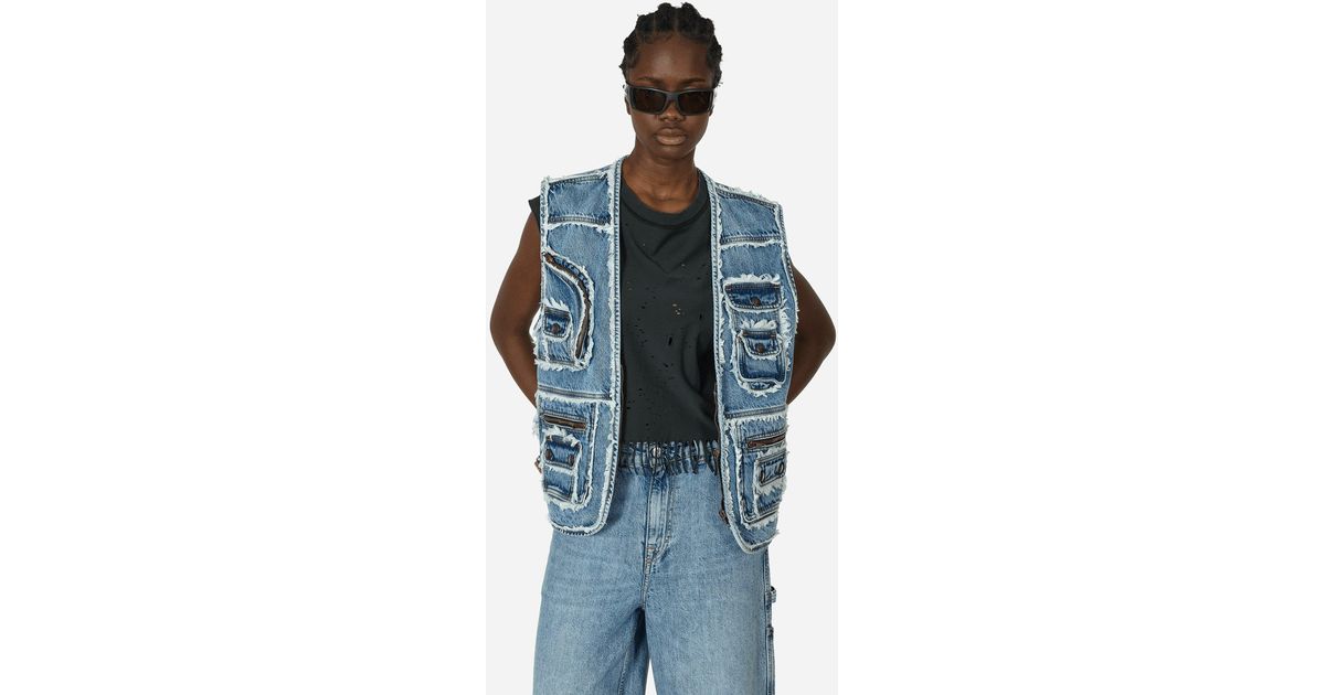 Iuter Fringes Utility Denim Vest in Blue for Men | Lyst