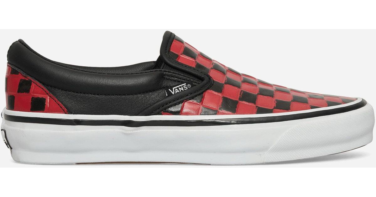 Vans Classic Slip-on 98 Leather Check Vibram Sneakers Black / Racing ...