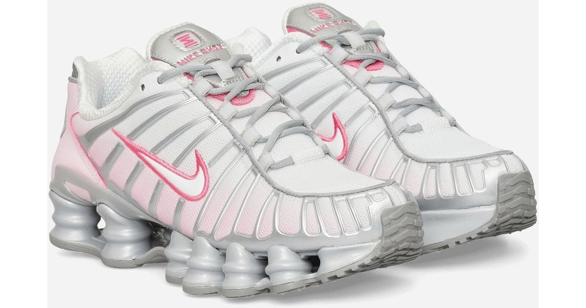 Nike Women S Shox Tl Sneakers Metallic Platinum / Pink Foam in White | Lyst