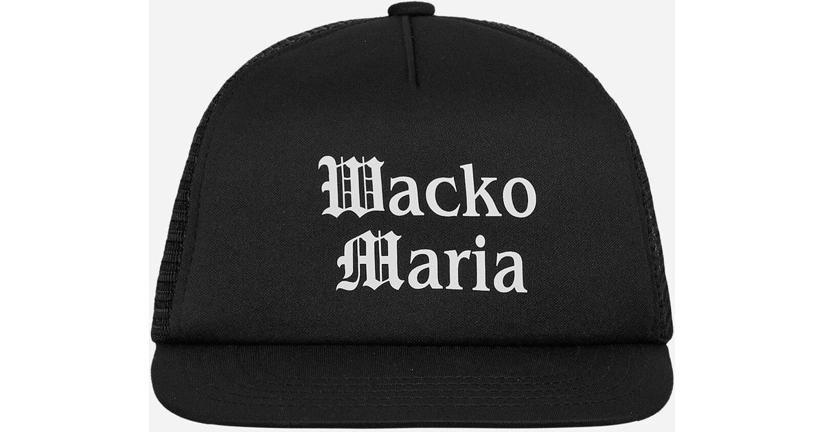 Wacko Maria Logo Trucker Cap in Black for Men | Lyst