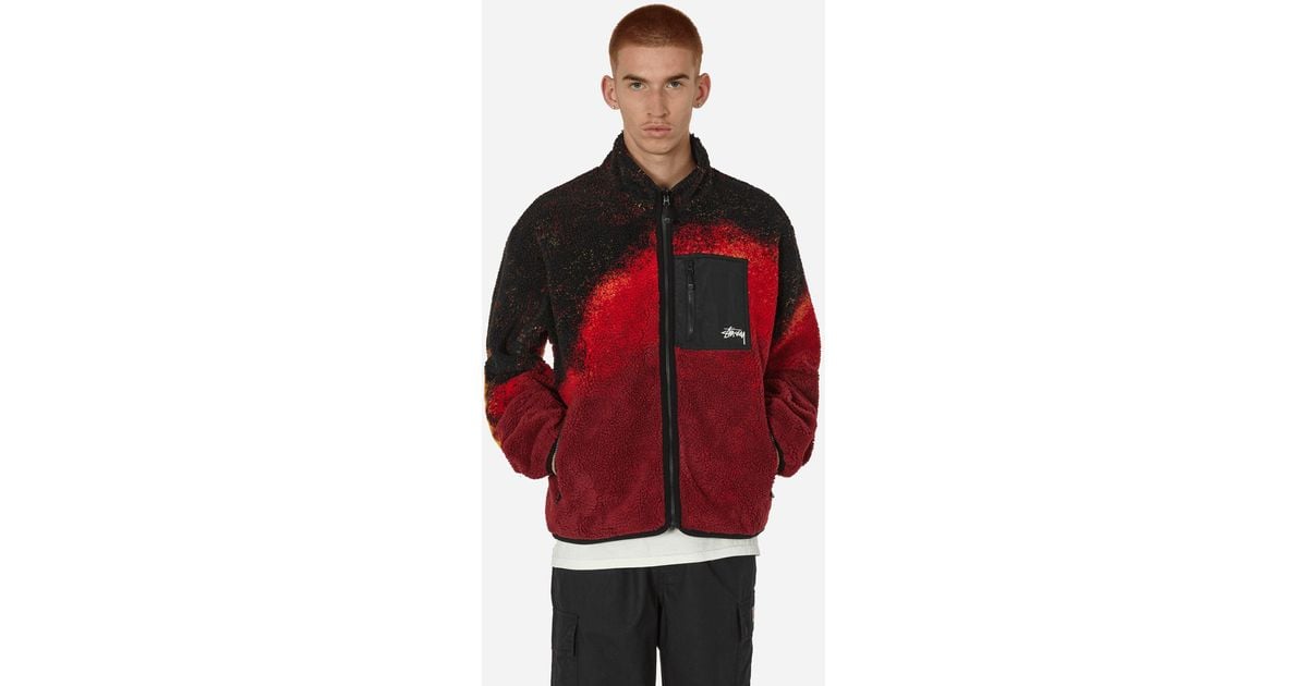 Stussy Sherpa Reversible Jacket Lava in Red for Men | Lyst