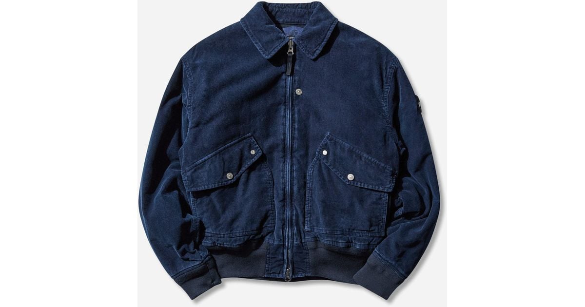 Stone Island Men S Indigo Micro Corduroy Bomber Jacket Indigo in Blue ...