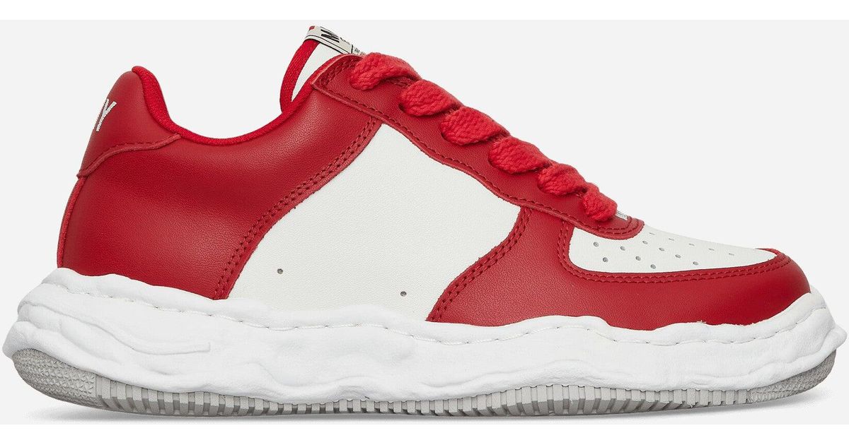 Maison Mihara Yasuhiro Wayne Og Sole Cow Leather Low Sneakers in Red ...