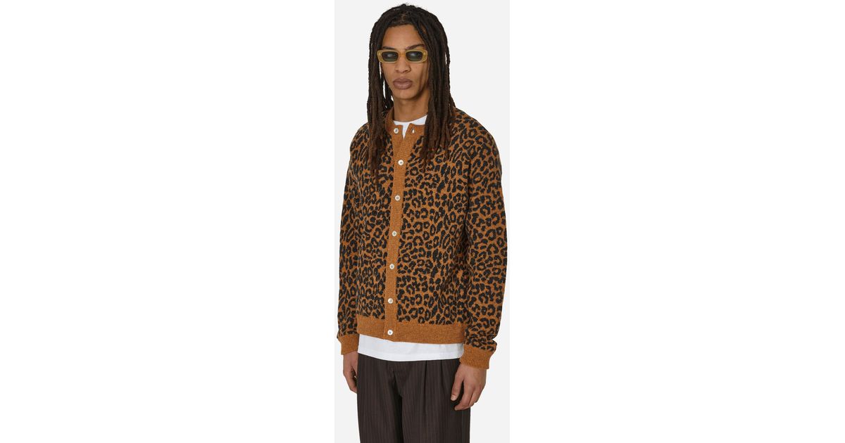 Noah Leopard Cardigan Sweater in Brown for Men | Lyst