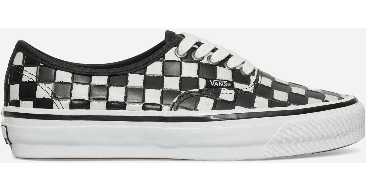 Vans Authentic 44 Leather Check Vibram Sneakers Black / White for Men ...