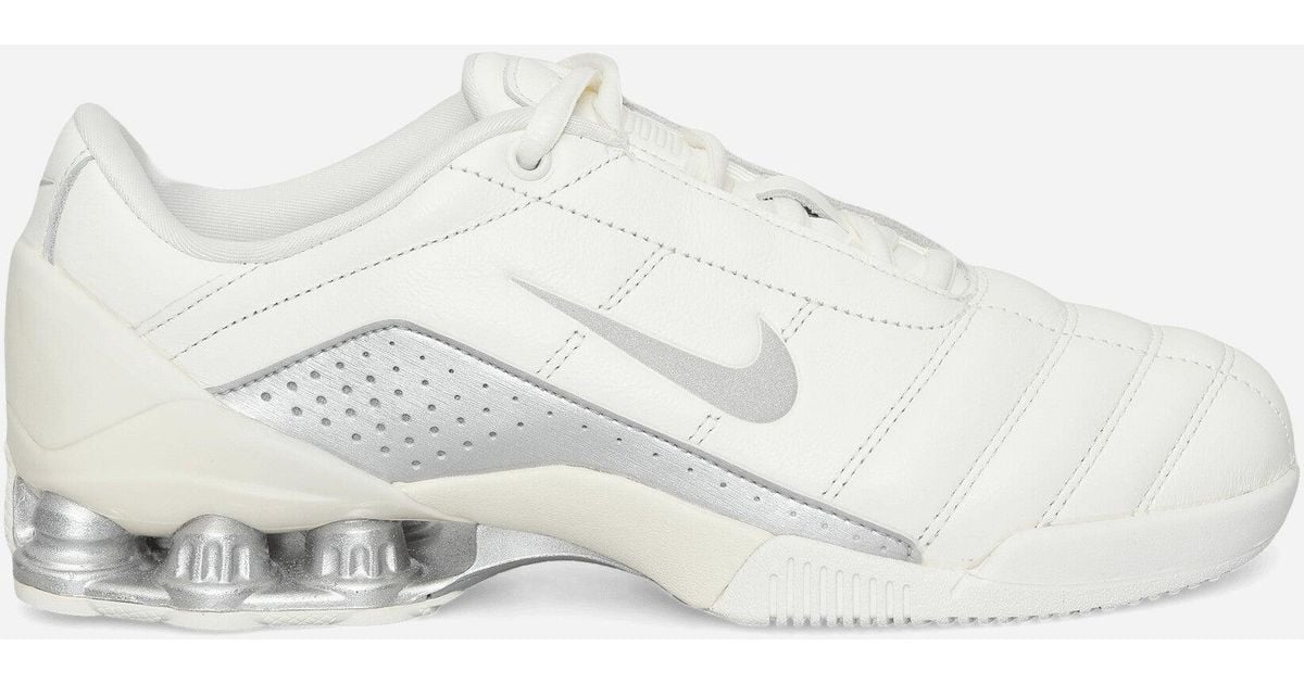 Nike Women S T90 Shox Magia Sneakers Sail / Metallic Silver in White ...