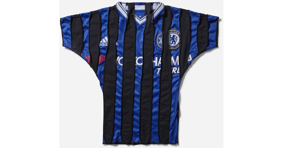 PROTOTYPES Deconstructed Polyester Football Tee Top Multicolor in Blue ...