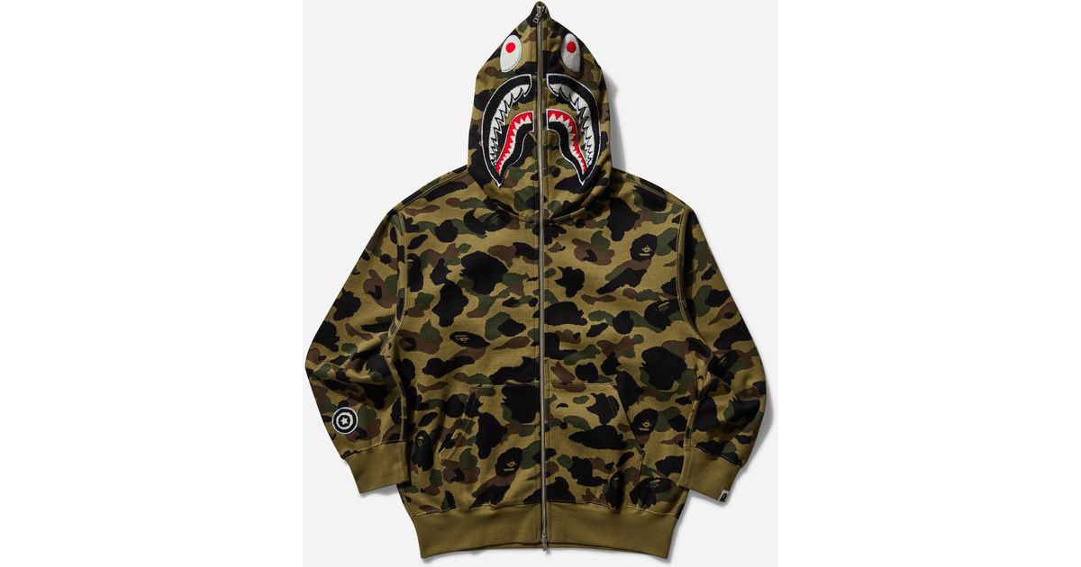 A Bathing Ape Men S 1st Camo Shark Full Zip Hoodie in Green for Men | Lyst