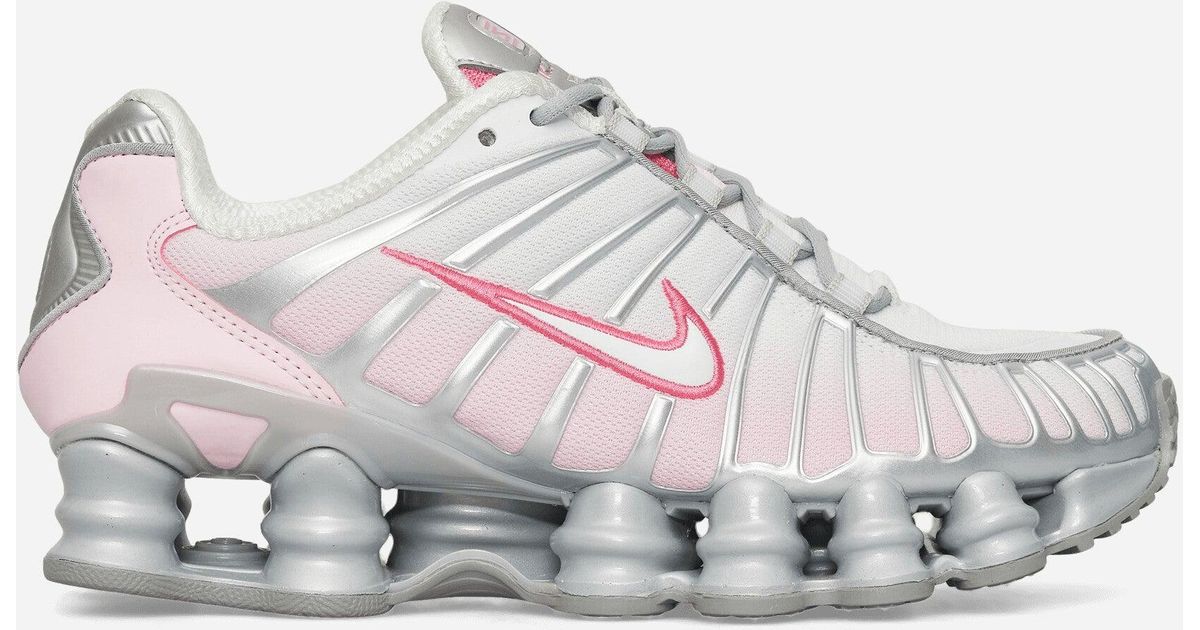 Nike Women S Shox Tl Sneakers Metallic Platinum / Pink Foam in White | Lyst