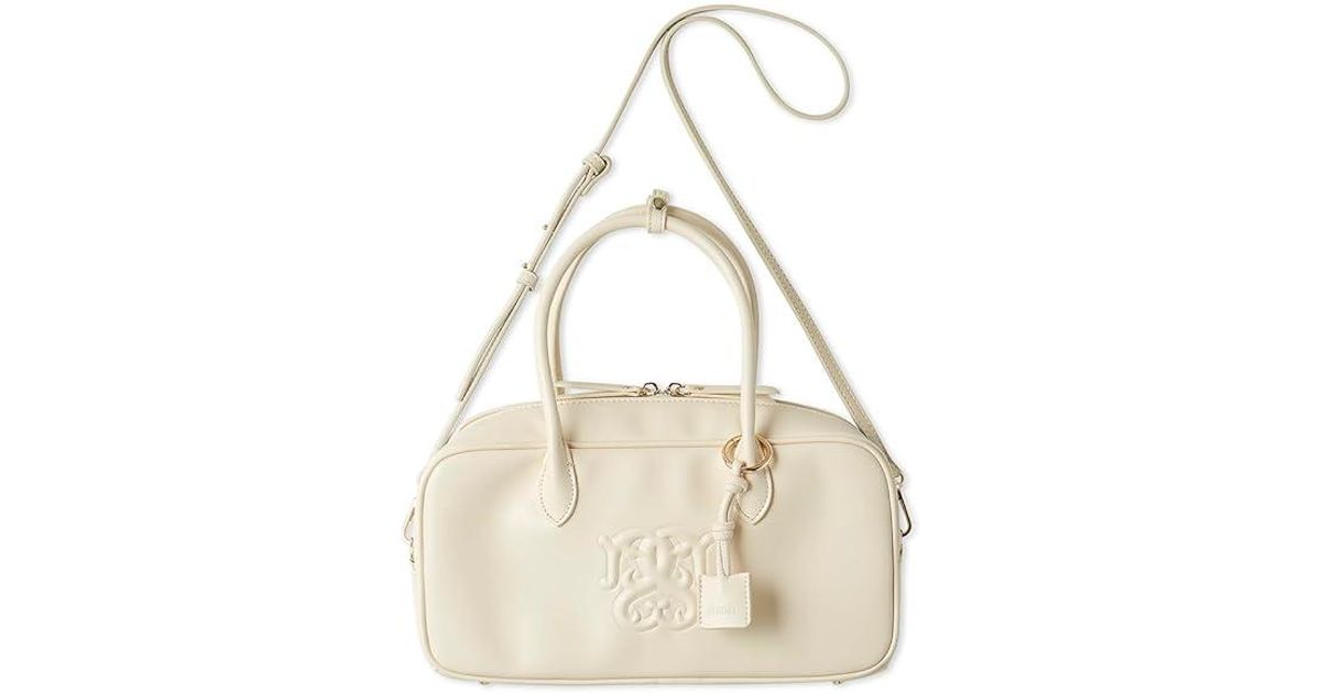 SNIDEL Embossed Logo Boston Bag in Natural | Lyst