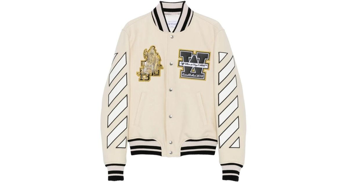 Off-White c/o Virgil Abloh Off 'Lion' Wool 'Reg' Varsity Jacket in ...